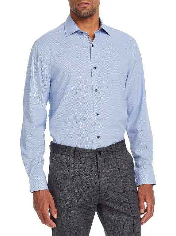 W.R.K Slim Fit Microprint Performance Dress Shirt - Blue