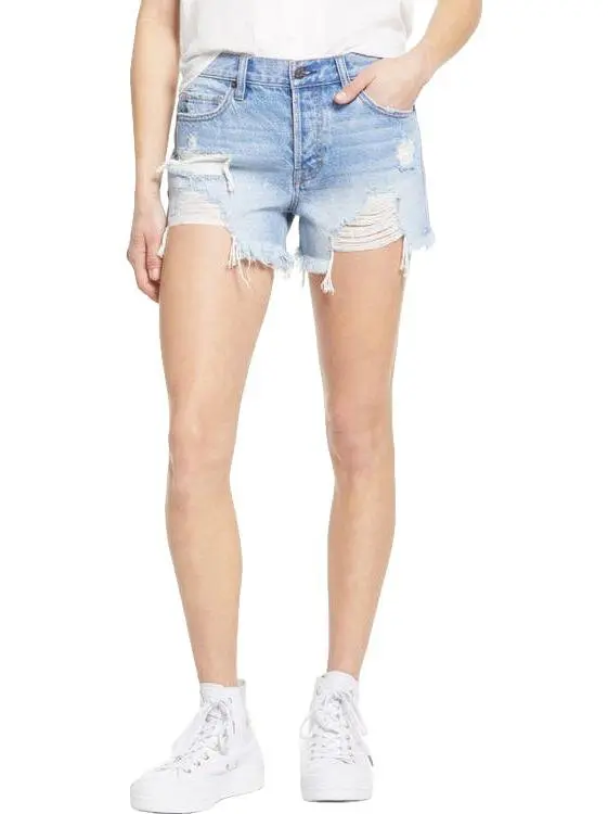 HIDDEN JEANS Destroyed Nonstretch Denim Cutoff Shorts - Light Wash