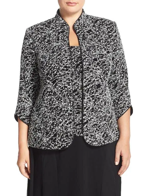 Alex Evenings Foiled Print Twinset - Black/white