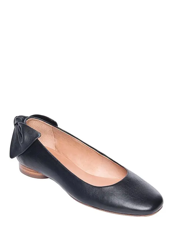Bernardo Eloise Bow Flat - Black Leather