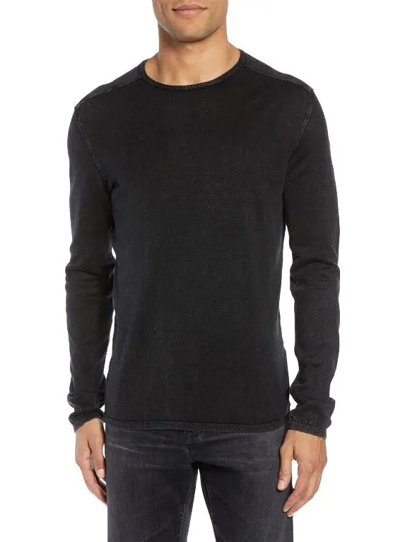 John Varvatos Walter Long Sleeve Acid Wash Crewneck T-shirt - Black