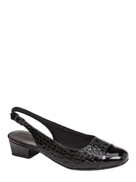 Trotters Dea Leather Slingbacks - Black Croco