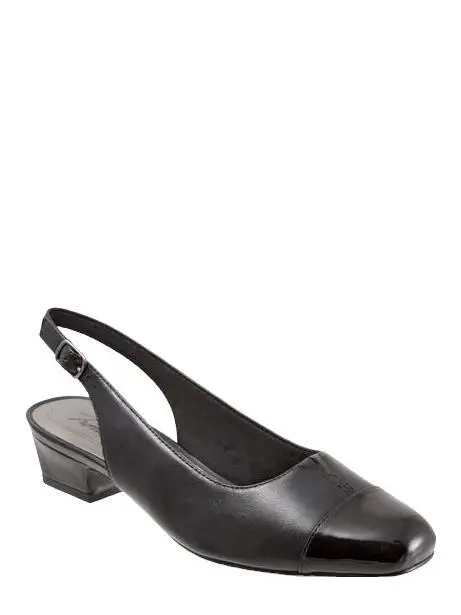 Trotters Dea Leather Slingbacks - Black Leather/black Patent