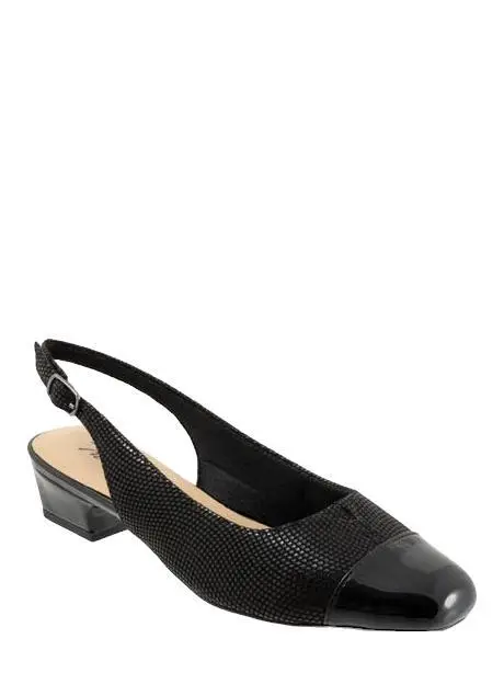 Trotters Dea Leather Slingbacks - Black Mini Dot