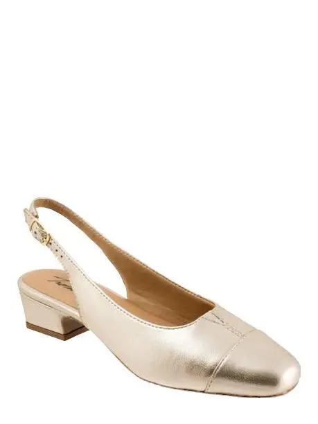 Trotters Dea Leather Slingbacks - Champagne