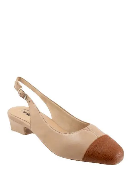 Trotters Dea Leather Slingbacks - Nude/luggage Embosssed