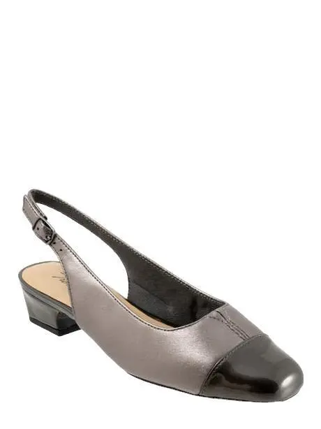 Trotters Dea Leather Slingbacks - Pewter