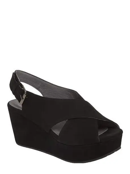 CHOCOLAT BLU Wim Platform Wedge Sandal - Black Suede