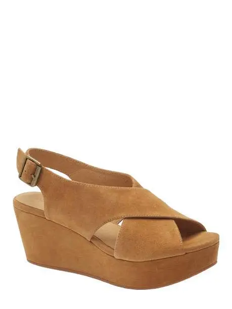 CHOCOLAT BLU Wim Platform Wedge Sandal - Camel Suede
