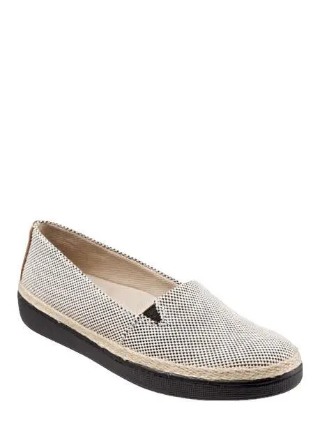 Trotters Accent Espadrille Slip-on Loafers - Black Linen Fabric