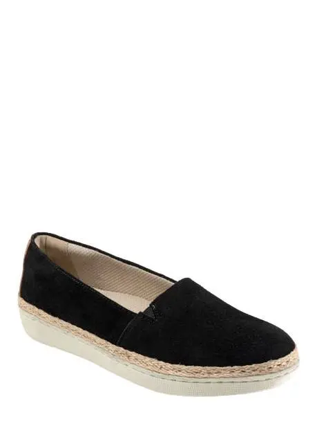 Trotters Accent Espadrille Slip-on Loafers - Black Suede