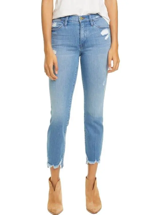 FRAME Le High Straight Leg Jeans - Laskey Rips