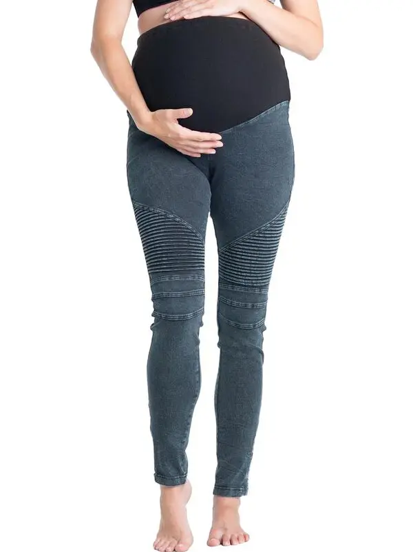 PREGGO LEGGINGS Moto Maternity Leggings - Billie Jean/ Denim