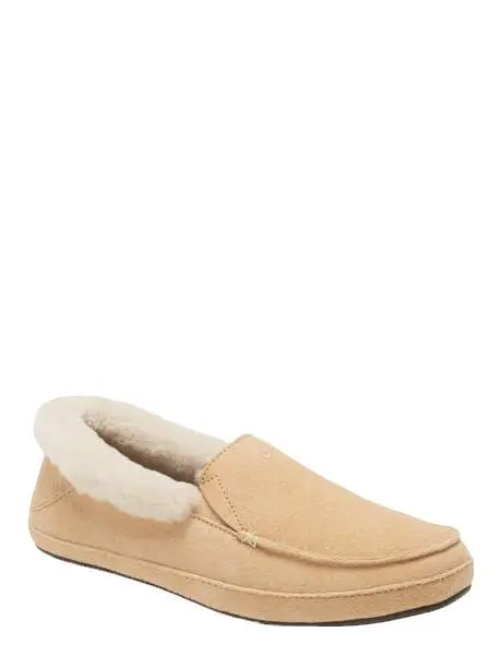 Olukai Ku'una Shearling Slipper - Golden Sand Leather
