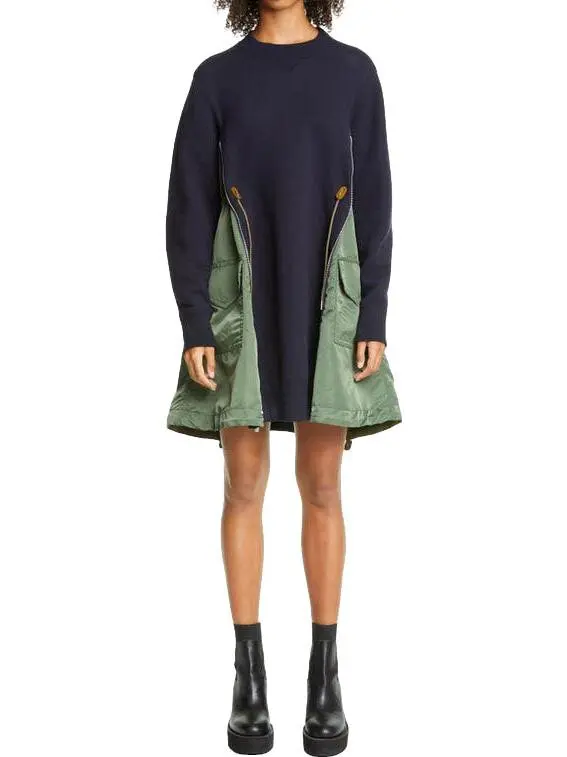 Sacai Ma-1 Side Gusset Minidress - Navy