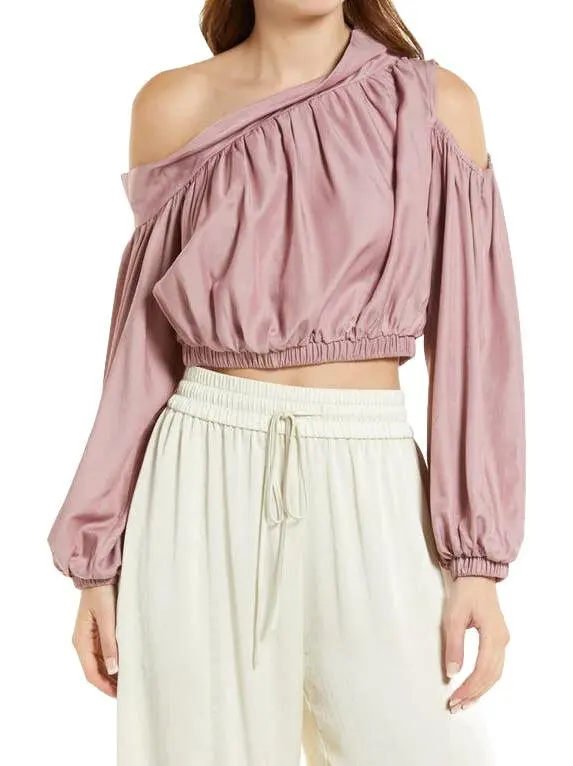 AMY LYNN Willow One-shoulder Crop Top - Pink