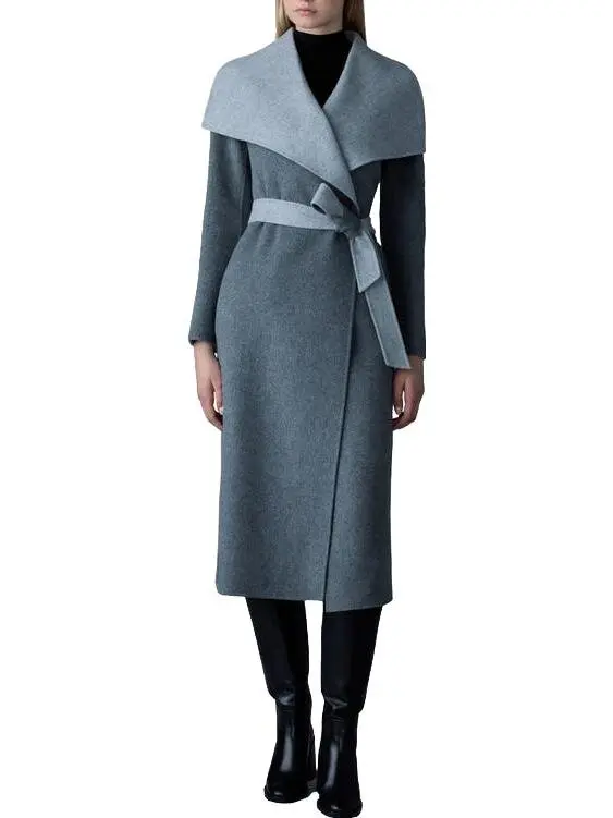 Mackage Mai Wool Wrap Coat - Carbon Mix-light Grey Mix
