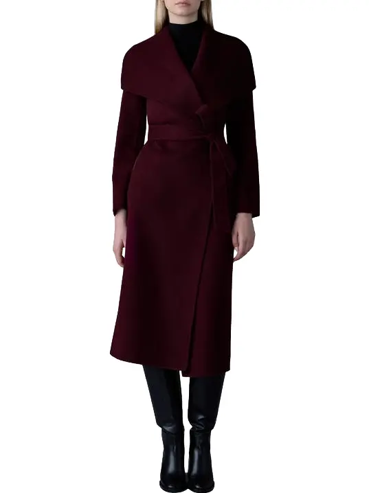 Mackage Mai Wool Wrap Coat - Garnet