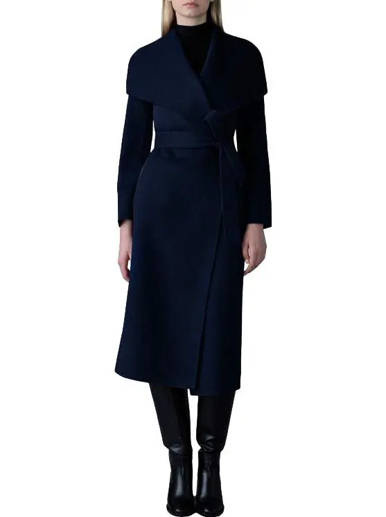 Mackage Mai Wool Wrap Coat - Navy