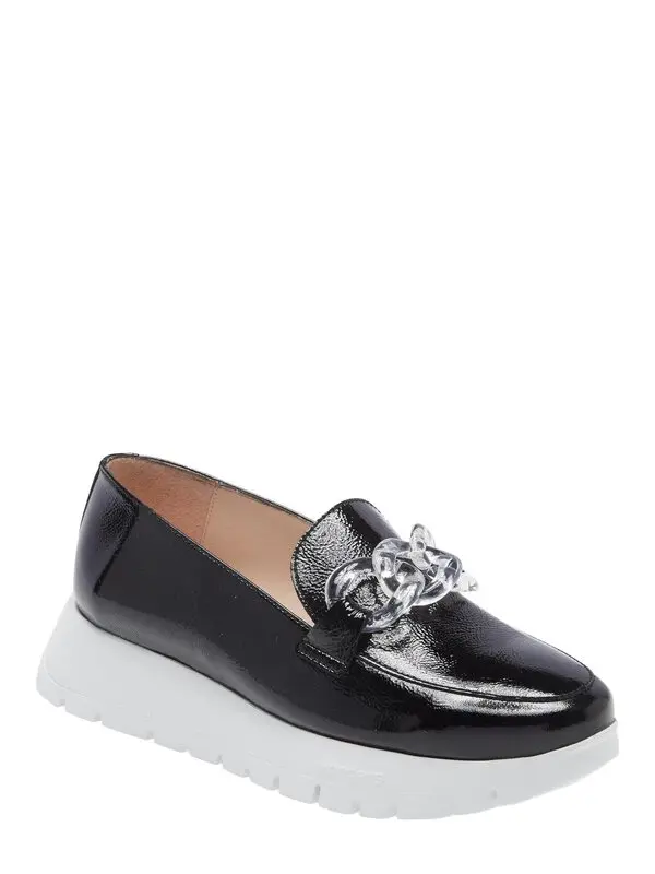 WONDERS A-2405 Platform Loafer - Black Patent Leather