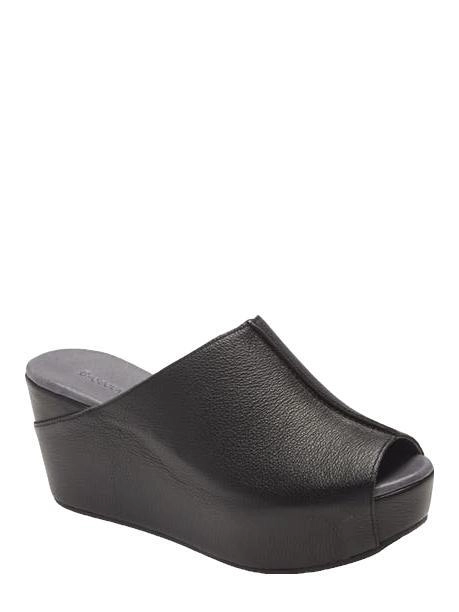 CHOCOLAT BLU Wynn Peep Toe Mule - Black Leather