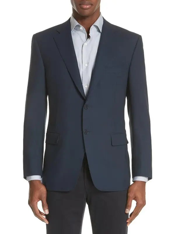 Canali Classic Fit Water Resistant Wool Blazer - Navy