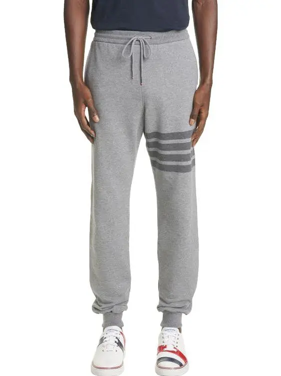 Thom Browne Tonal 4-bar Cotton Joggers - Med Grey