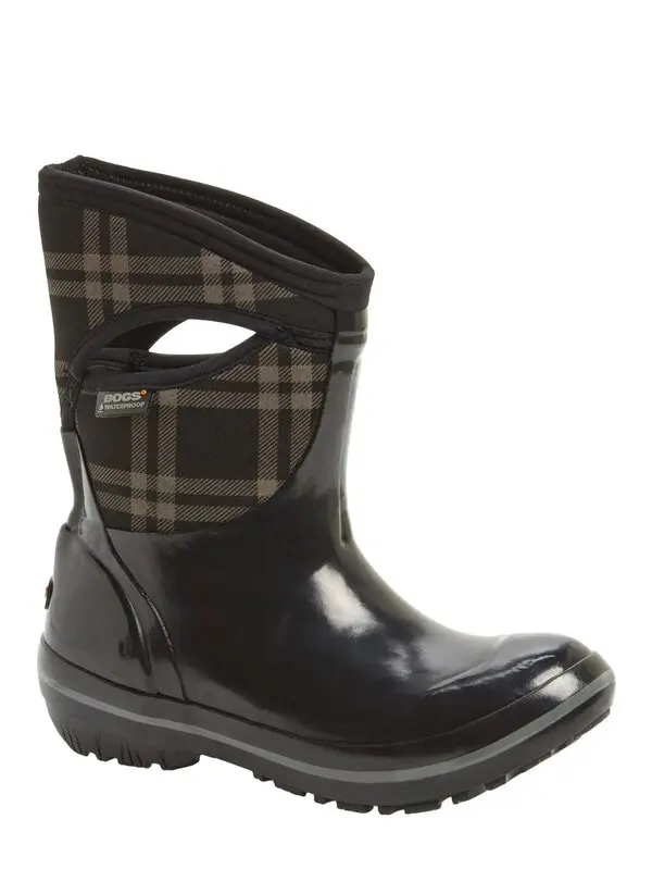 Bogs Plimsoll Plaid Mid Waterproof Boot - Black