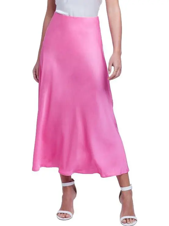 L'Agence Clarisa Bias Cut Satin Skirt - Dark Ros