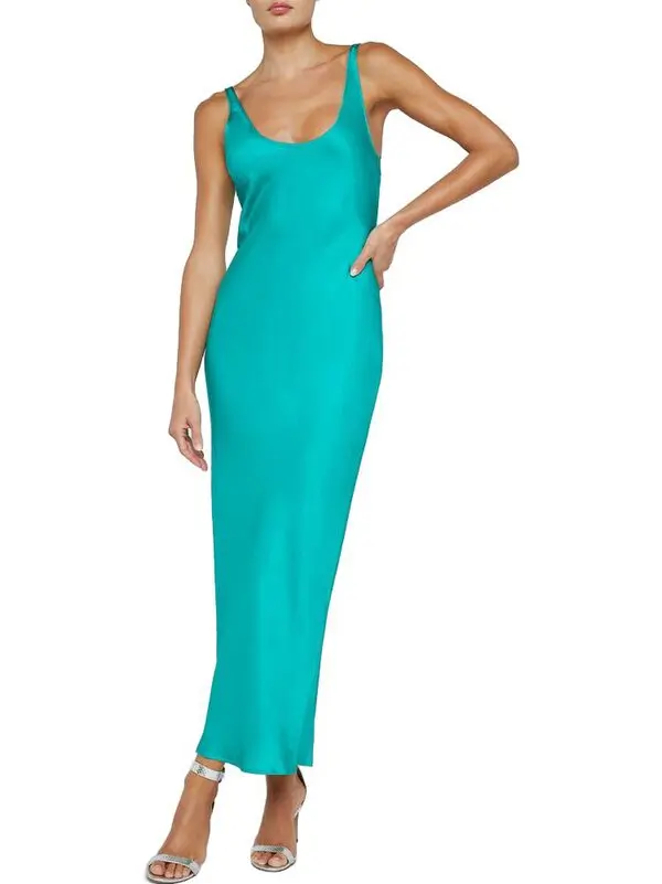 L'Agence Akiya Satin Tank Maxi Dress - Bright Jad