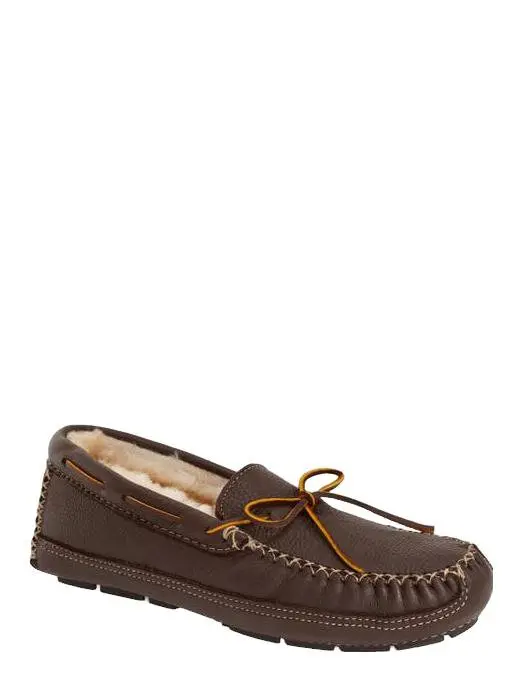 Minnetonka Genuine Shearling Leather Slipper - Chocolate