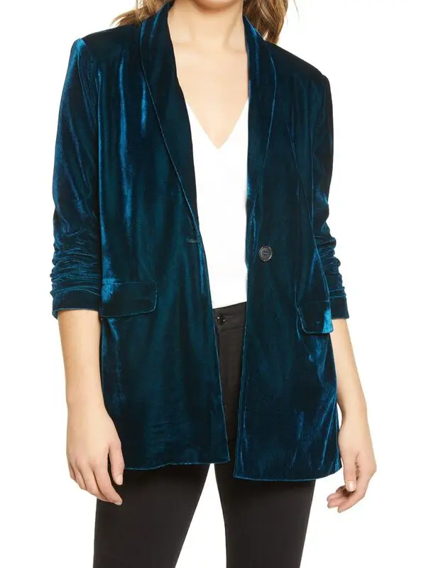 Endless Rose Velvet Blazer - Cerulean