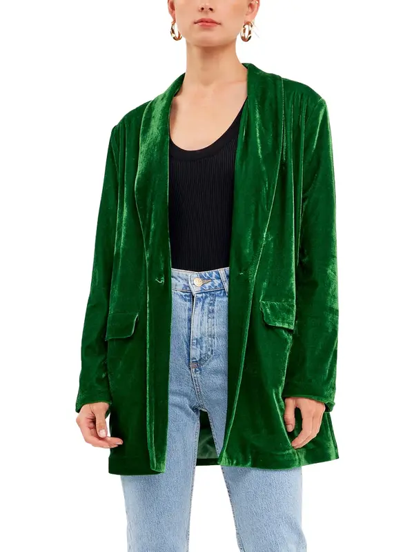 Endless Rose Velvet Blazer - Light Green