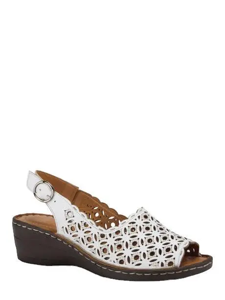 SPRING STEP SHOES Belizana Wedge Sandal - White Leather