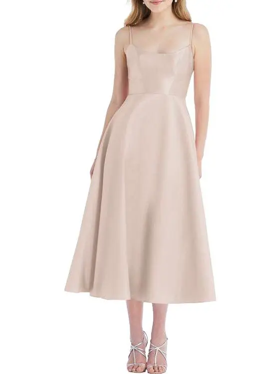 Alfred Sung Satin Midi Dress - Cameo