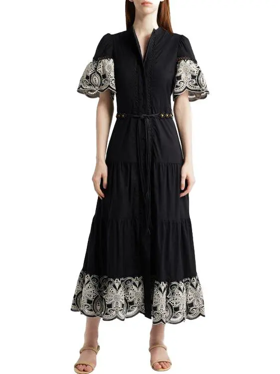 Eliza J Lace Asymmetric Dress - Black