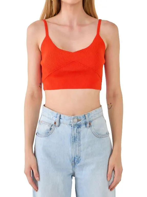 Endless Rose Knit Bralette Top - Orange