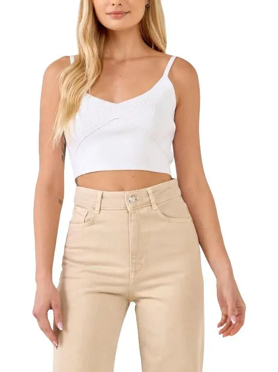 Endless Rose Knit Bralette Top - White