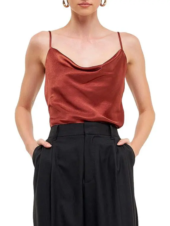 Endless Rose Cowl Neck Camisole - Brown