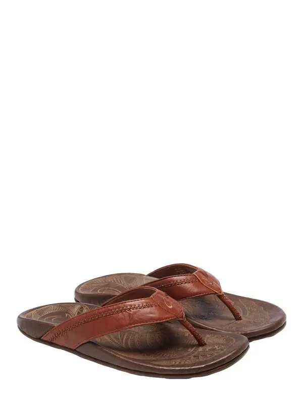 Olukai Hiapo Flip Flop - Rum/dark Wood Leather