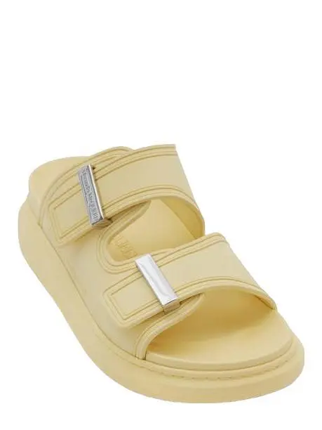 Alexander McQueen Oversized Slide Sandal - Pale Yellow/silver