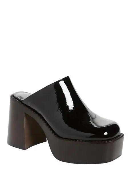 Jeffrey Campbell Drummer Platform Mule - Black Crinkle Patent Leather
