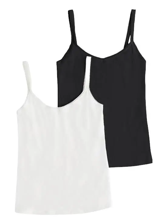 ON GOSSAMER 2-pack Cabana Cotton Reversible Camisoles - Black/wht