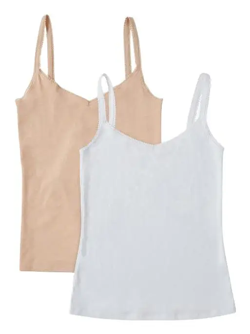 ON GOSSAMER 2-pack Cabana Cotton Reversible Camisoles - Champagne/white