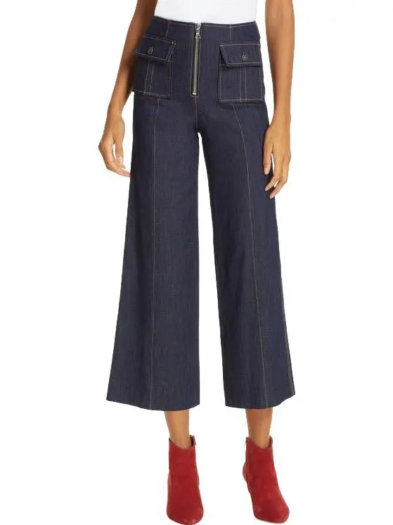 Cinq À Sept Azure Crop Wide Leg Jeans - Indigo