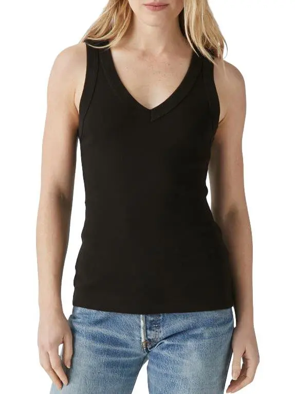 Michael Stars Maya Cotton V-neck Tank - Black