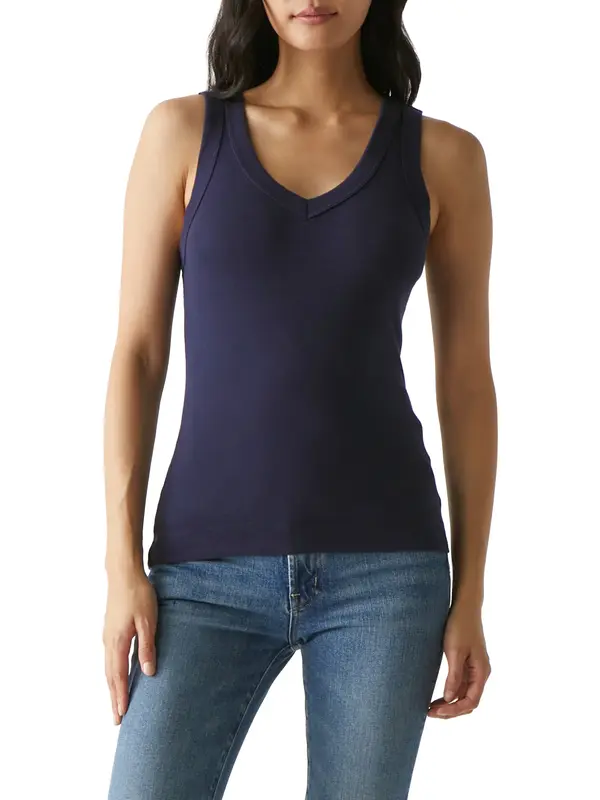 Michael Stars Maya Cotton V-neck Tank - Nocturnal