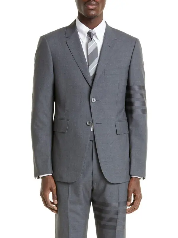 Thom Browne 4-bar Mélange Wool Sport Coat - Dark Grey