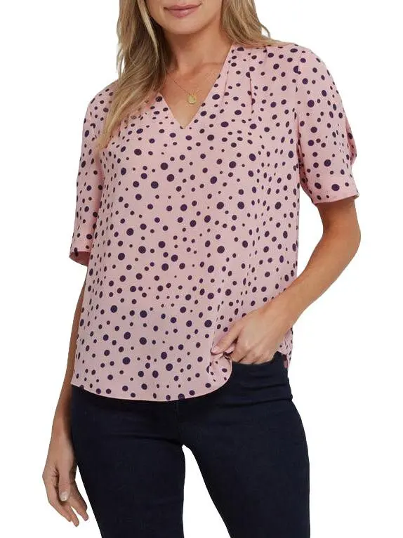 NYDJ Charming V-neck Top - Brigitte Dot