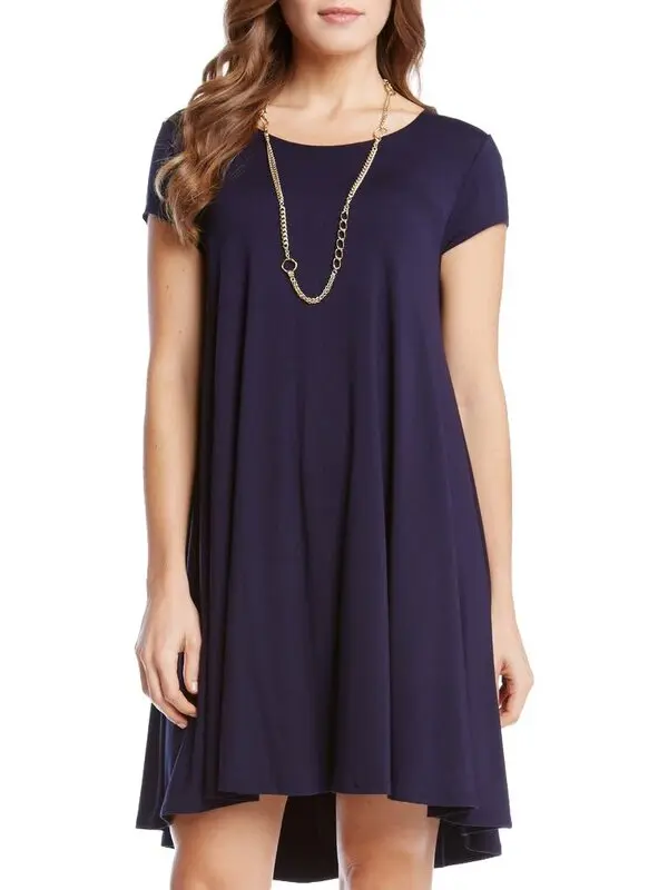 Karen Kane Maggie Cap-sleeve Trapeze Dress - Navy
